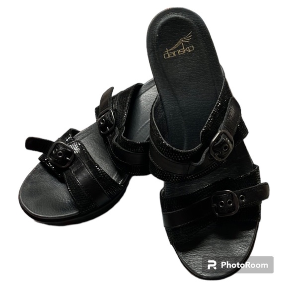 Dansko | Shoes | Dansko Jessie Lizard Print Double Strap Wedge Sandals ...
